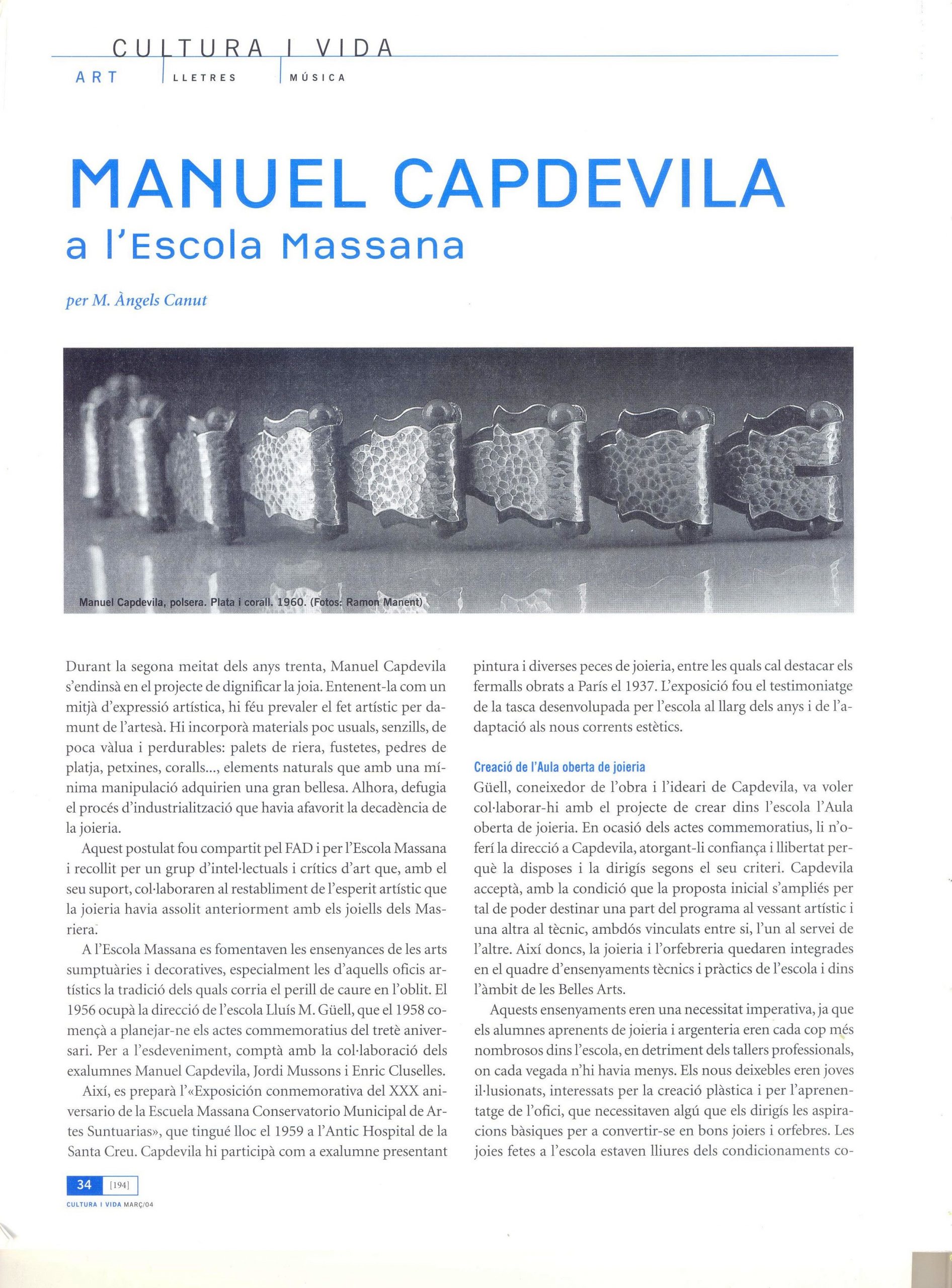 Manuel Capdevila a l'Escola Massana - M. Àngels Canut